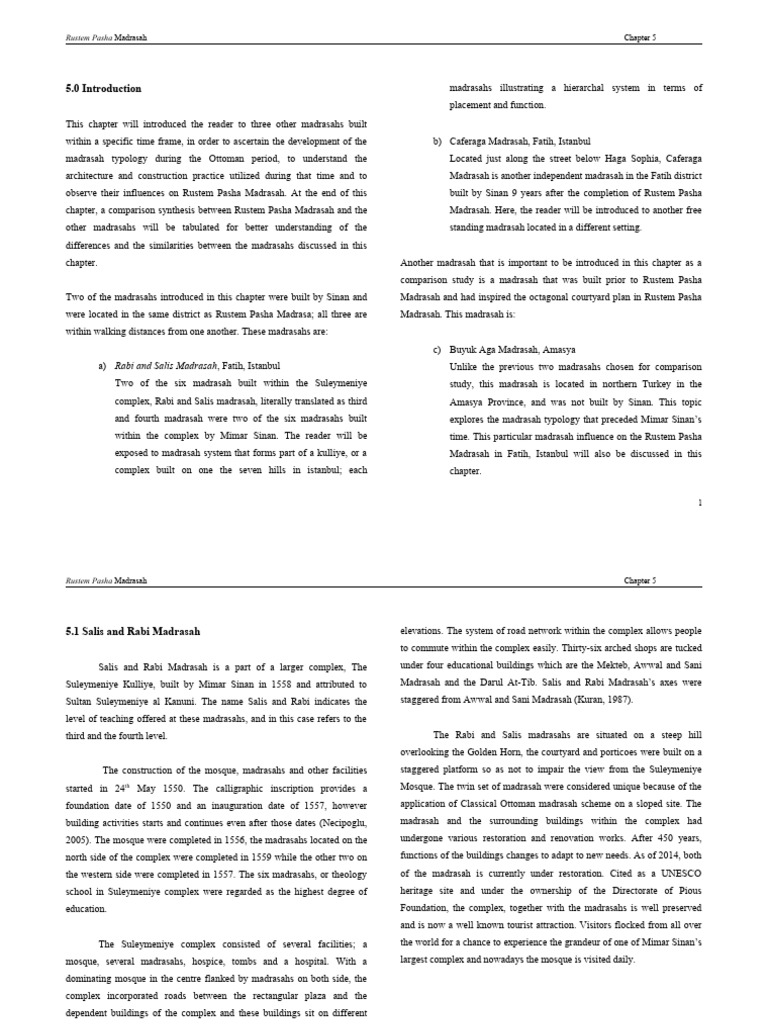 Rustem Pasha Madrasah Introduction | PDF | Architectural Design | Architecture