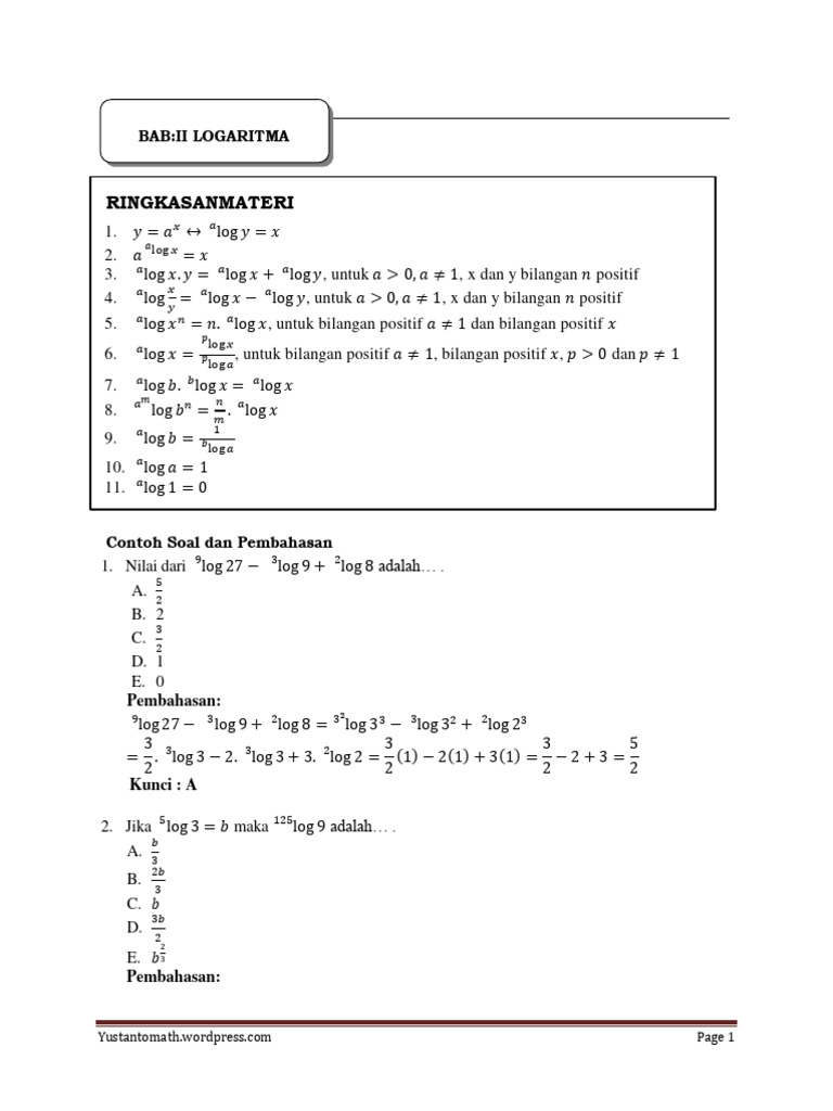 Logaritma | PDF | Metode & Bahan Ajar | Sains & Matematika