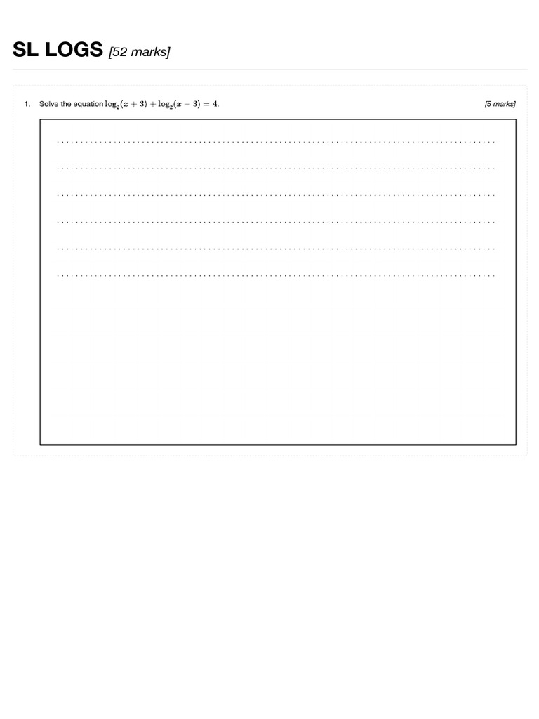 IB Questionbank - SL Logs Ws | PDF | Applied Mathematics | Mathematical ...