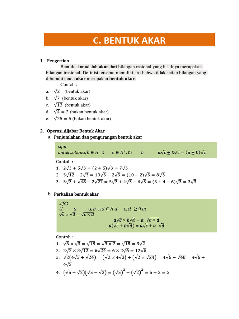 Bentuk Akar | PDF