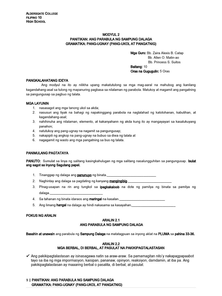 Modyul 2 Parabula | PDF