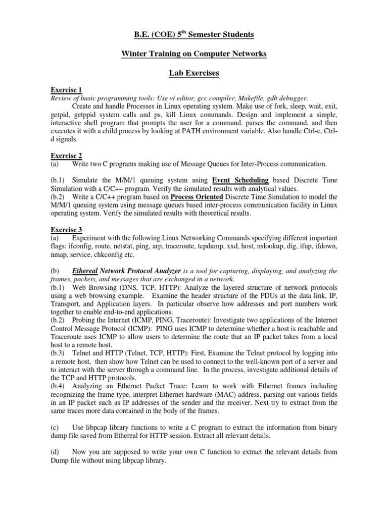 Computer Network 07 Exercises Pdf Transmission Control Protocol