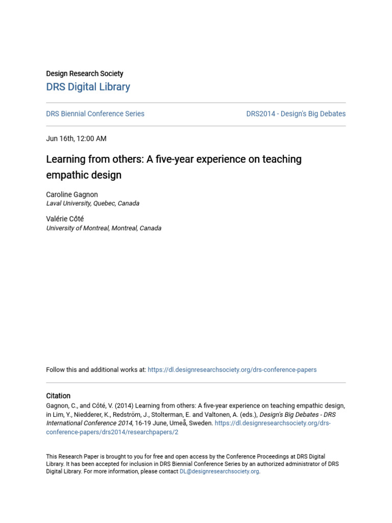 Learning From Others - A Five-Year Experience On Teaching Empathic ...