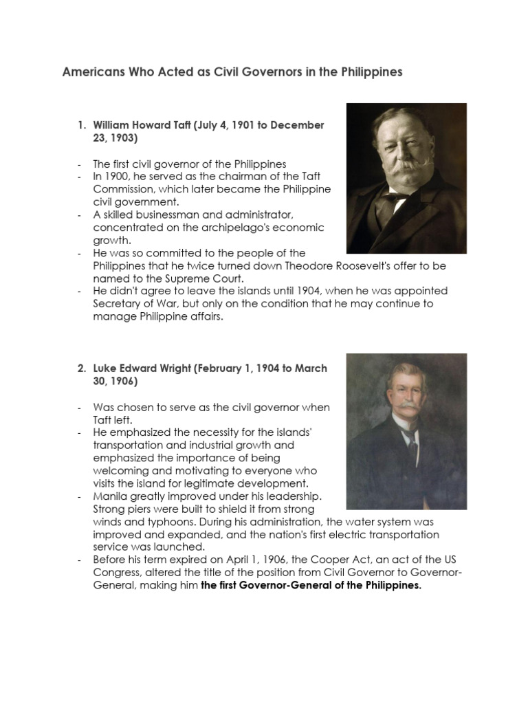 First Civil Governor of the Philippines | PDF