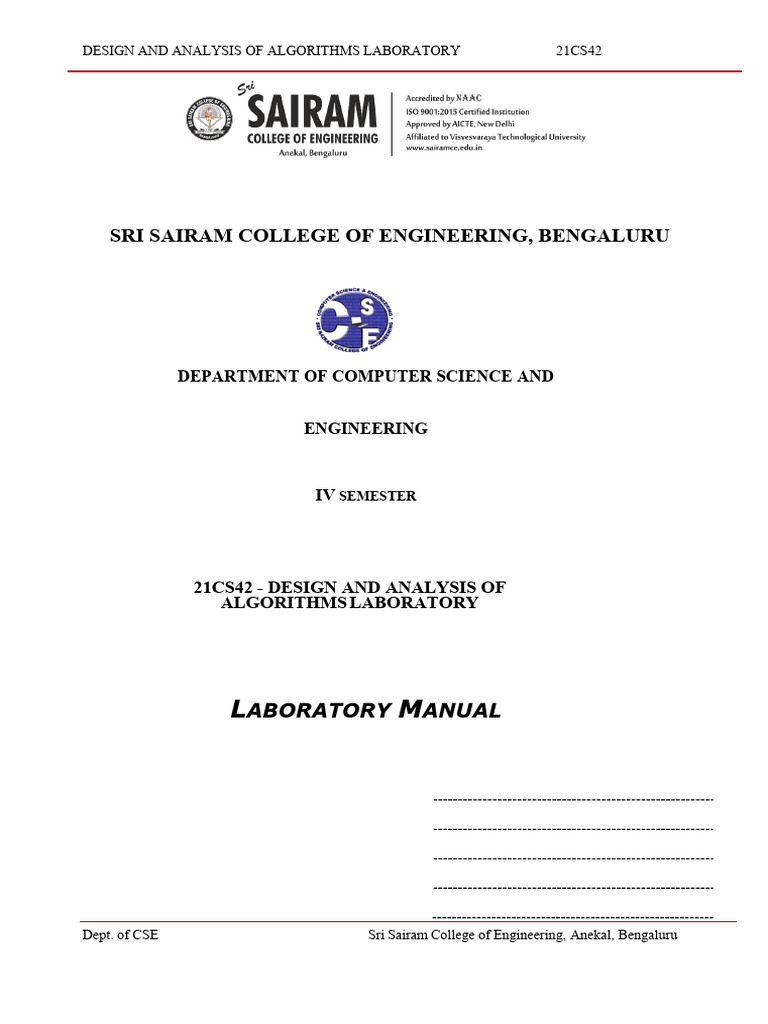 DAA Lab Manual - 21cs42-Final | PDF | Art