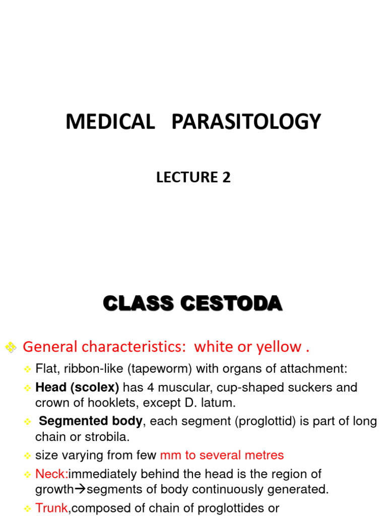 Parasitology Lecture 2 | PDF | Diseases And Disorders | Clinical Medicine