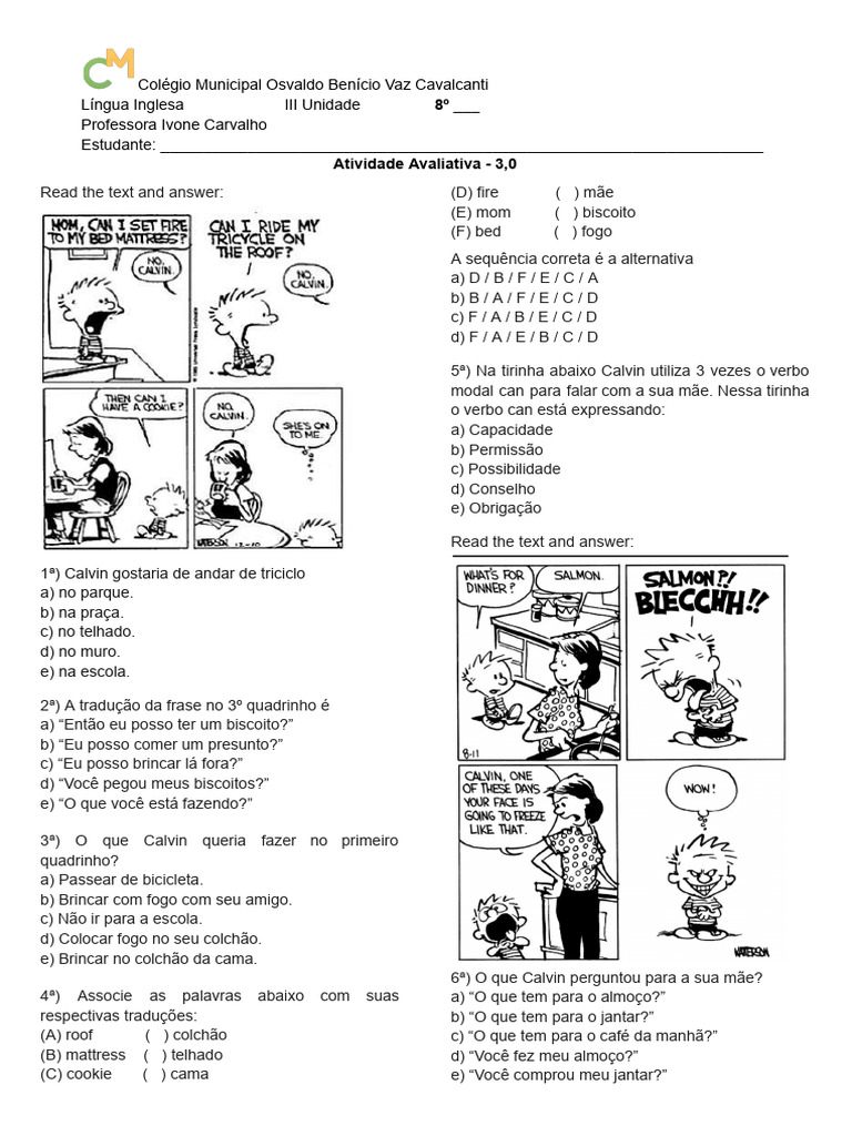 Atividades de Verbos Modais em Inglês | PDF