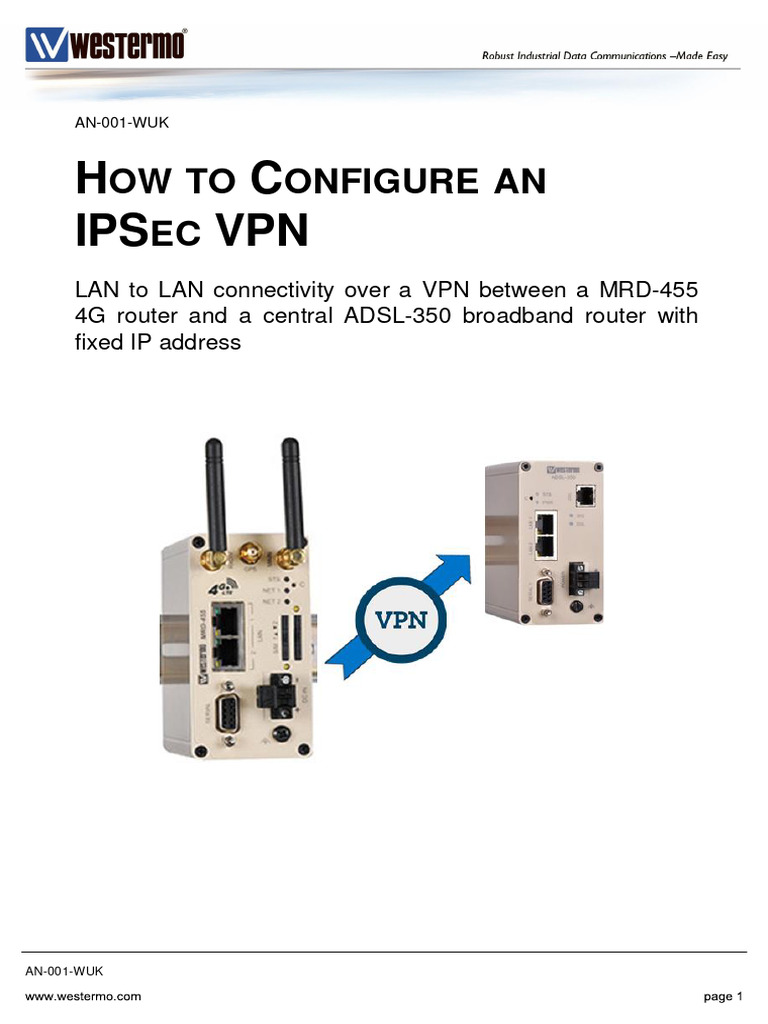 Westermo An How To Configure An Ipsec VPN | PDF | Virtual Private Network | Router (Computing)