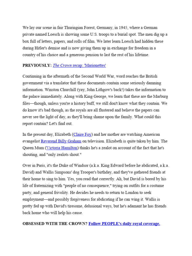 The Crown Episode | PDF | History