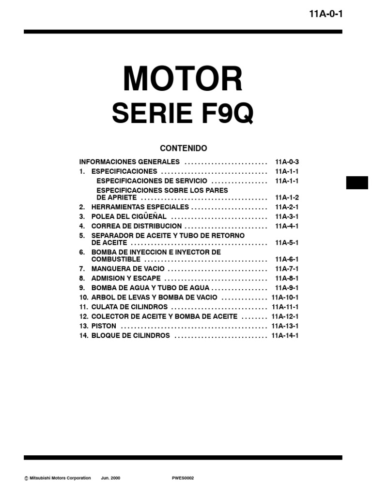 Especificaciones del Motor Renault F9Q | PDF | Inyección de combustible ...