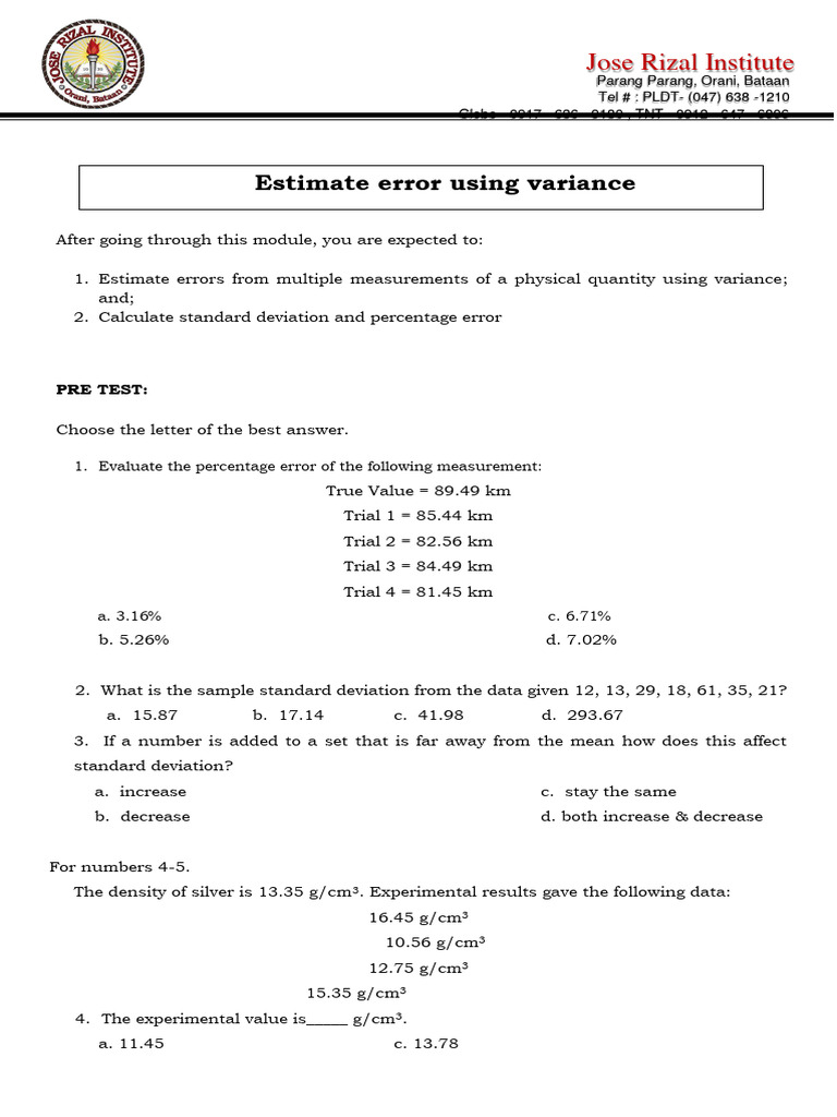 General Physics 1 (Module 4) | PDF | Standard Deviation | Significant Figures