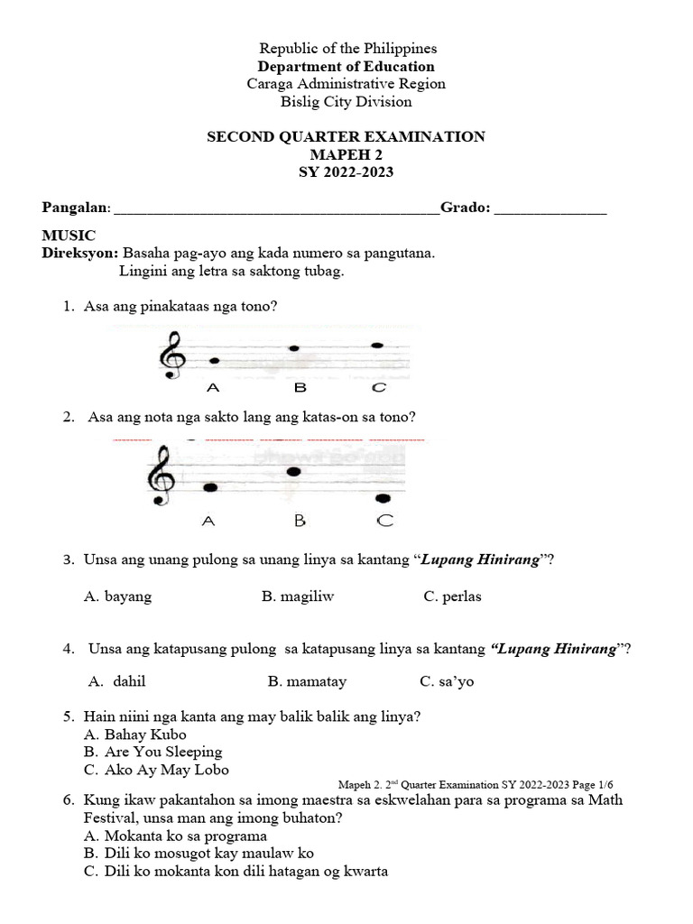 TQ Mapeh2 2ND Quarter | PDF