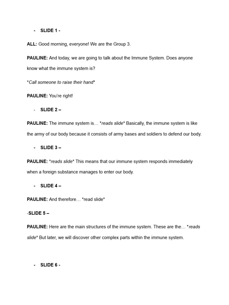 Script For Gen Bio Immune System | PDF