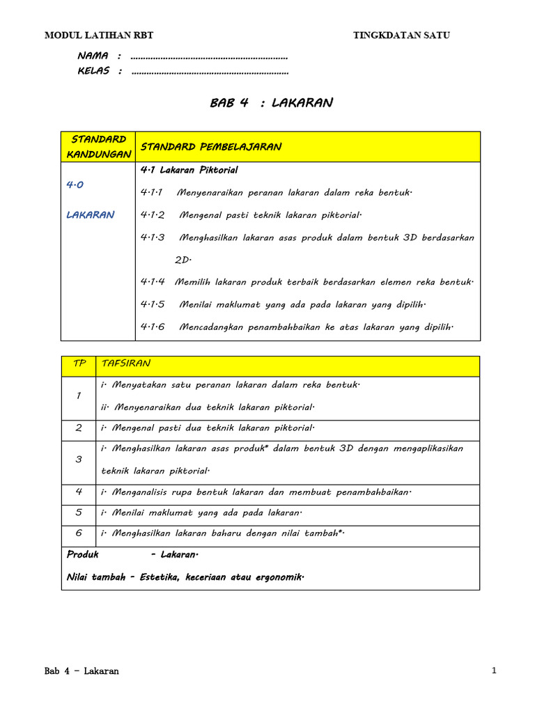 Modul Latihan RBT SMKPA Ting 1 Bab 4 2022 Skema Jawapan | PDF