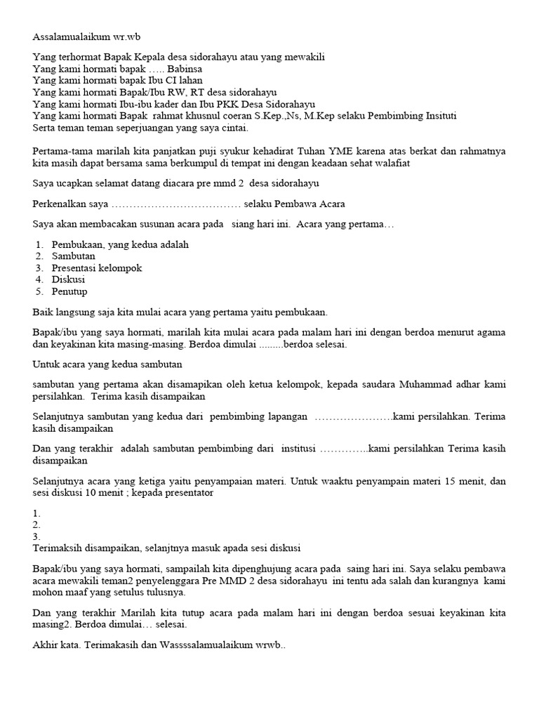 Susunan Acara MMD 1 | PDF