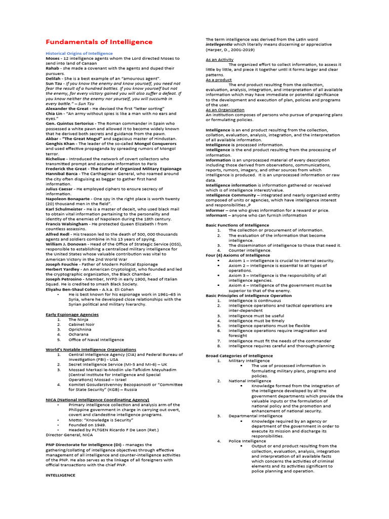 Intel Rev | PDF | Espionage | Military Intelligence