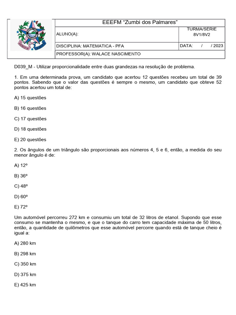 MATEMATICA - 8º Ano | PDF