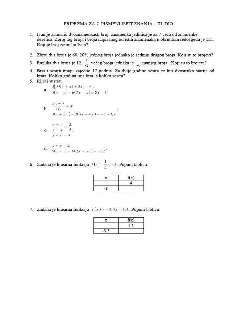 PRIPREMA ZA 7 III Dio | PDF
