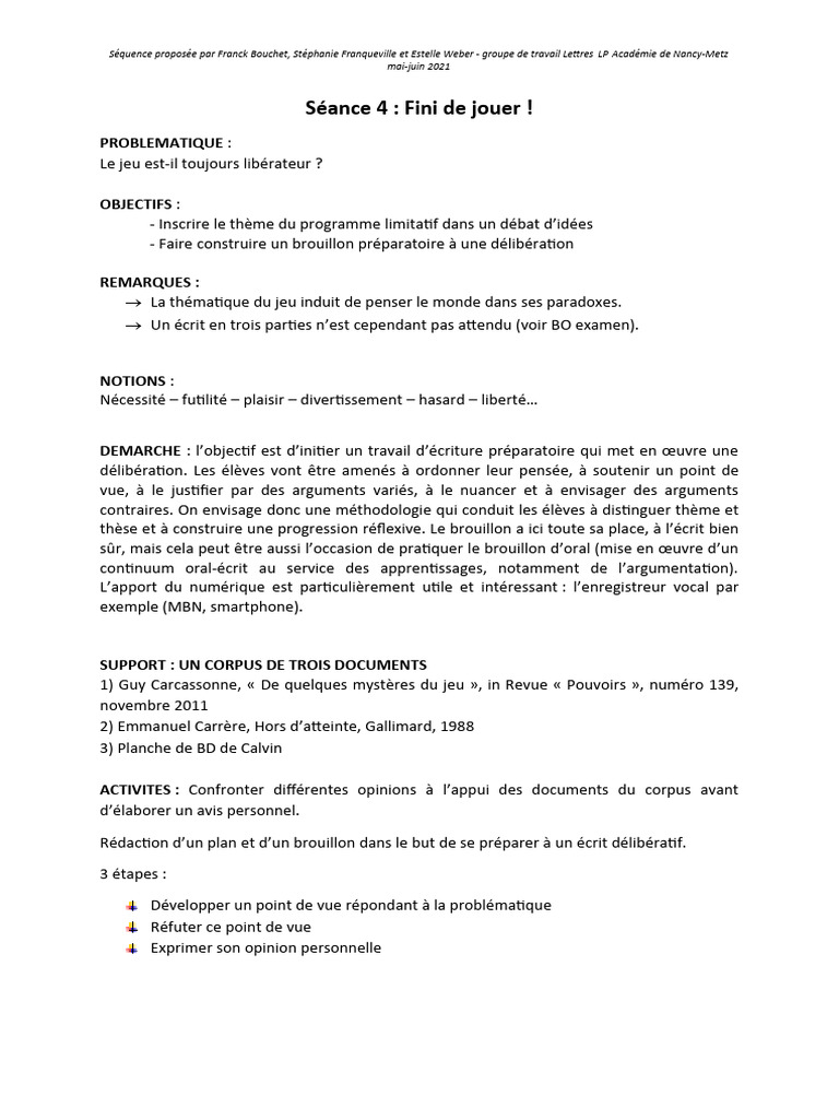 Sequence Introductive Seance 4 | PDF