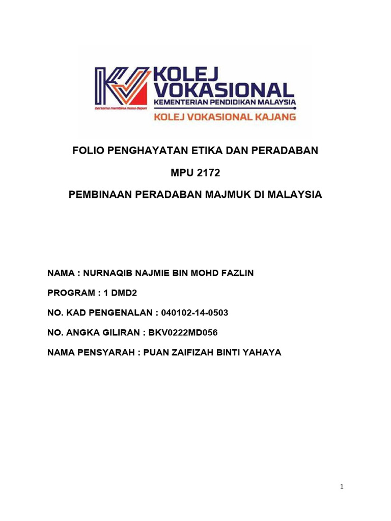 Folio Penghayatan Etika Dan Peradaban | PDF