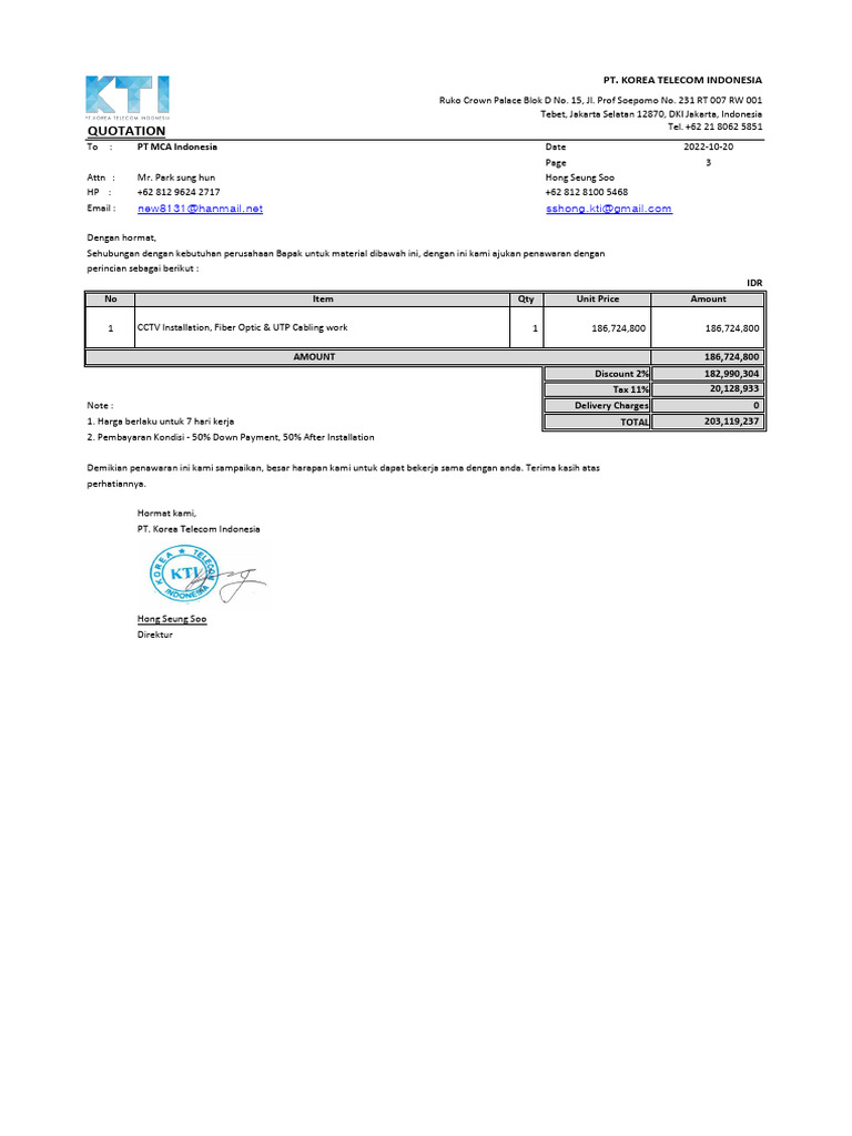 CCTV Installation Proposal for Tebet | PDF