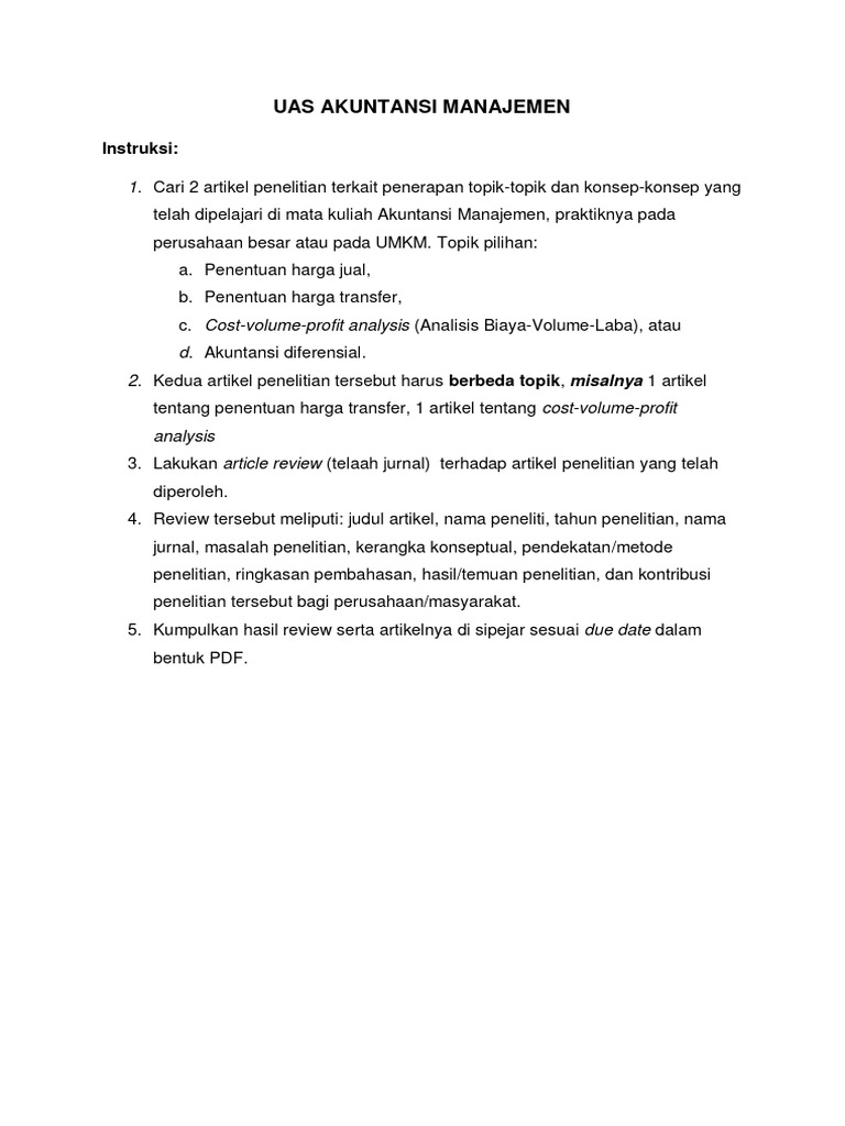 Uas Akuntansi Manajemen | PDF