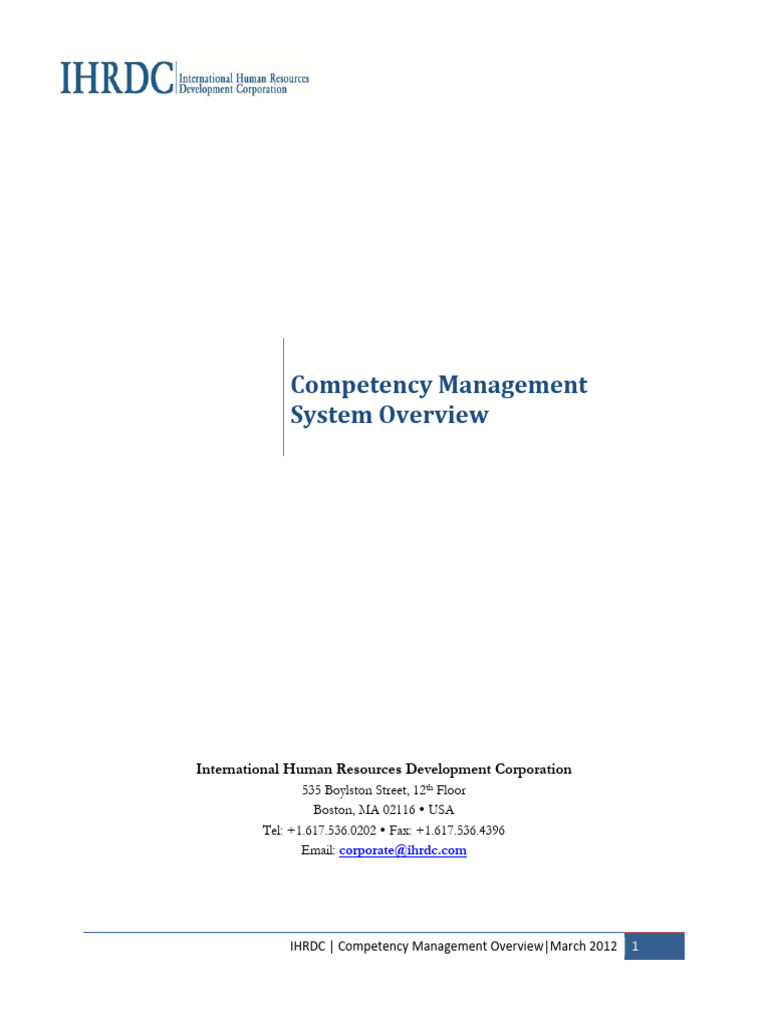Competency Management System Overview With Compliance 2012 | PDF