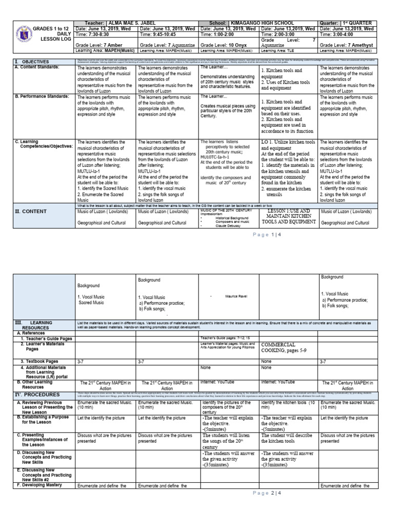Lesson Plan in ESP | PDF | Learning | Cognition