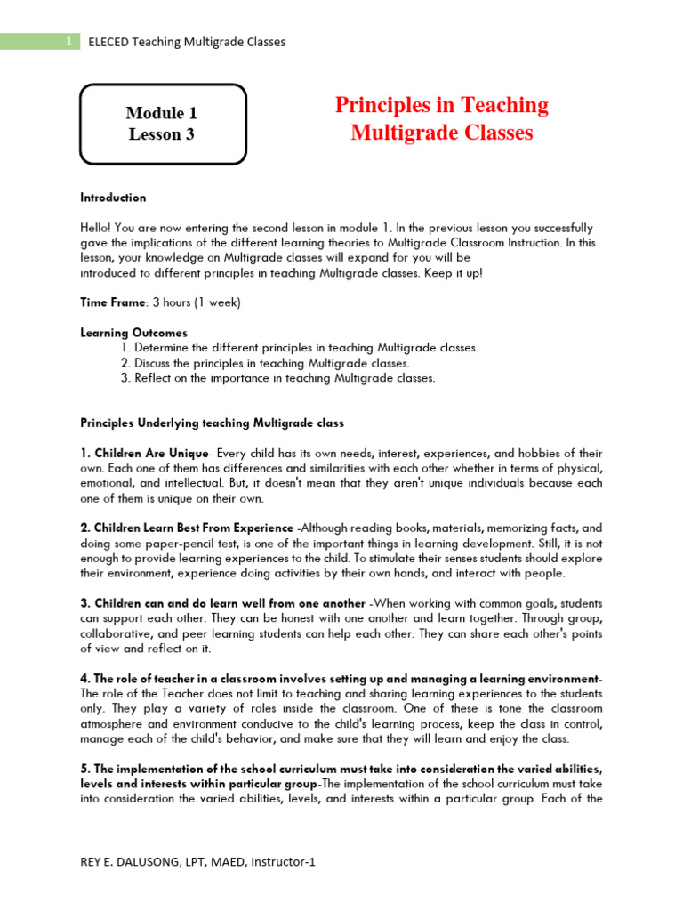Module 1 Lesson 3 | PDF | Learning | Classroom