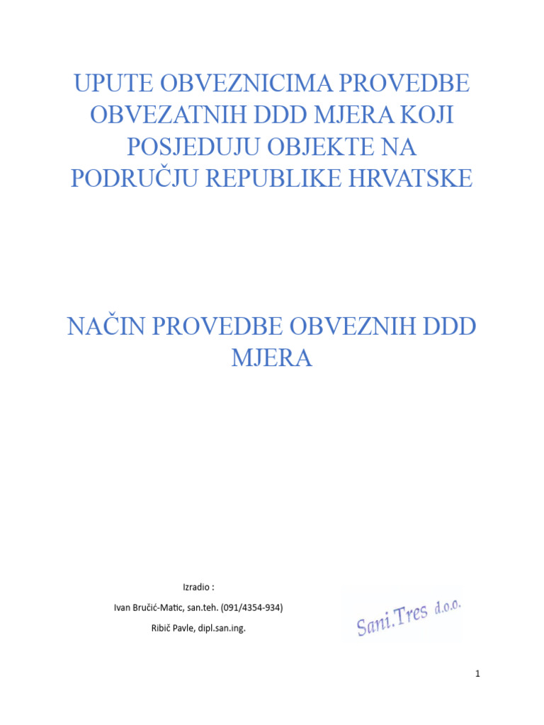 NAČIN PROVEDBE OBVEZNIH DDD MJERA | PDF