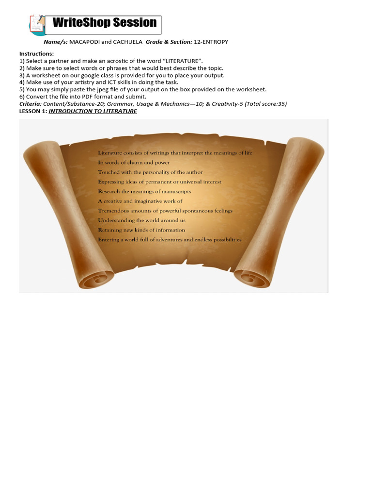 Acrostic Poem Assignment: Literature | PDF | Career & Growth | Art