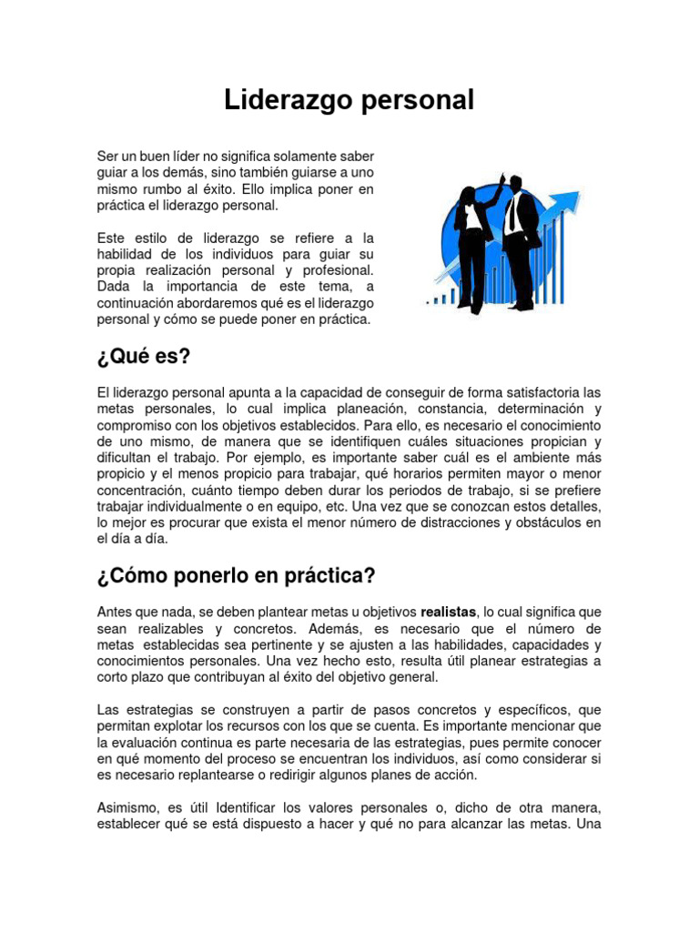 Liderazgo Personal: Guía y Práctica | PDF | Liderazgo | Planificación
