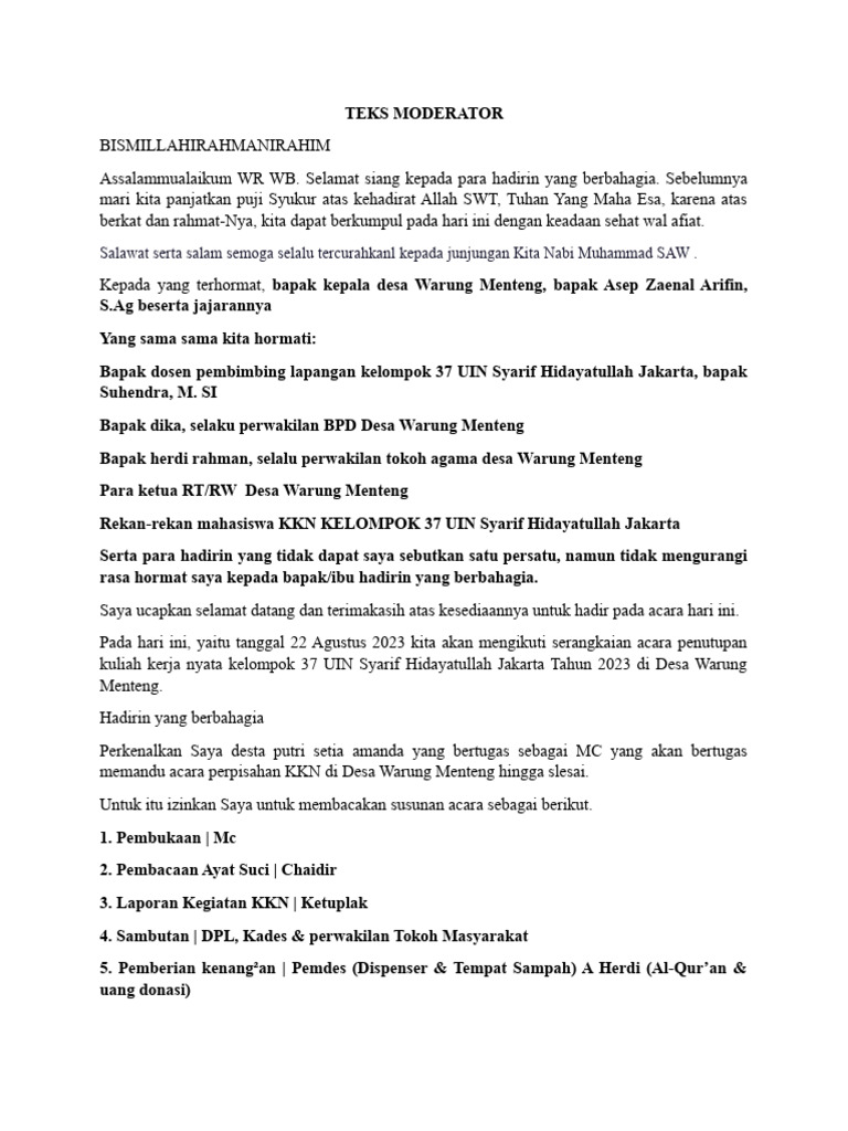 Teks Moderator Seminar Stunting | PDF