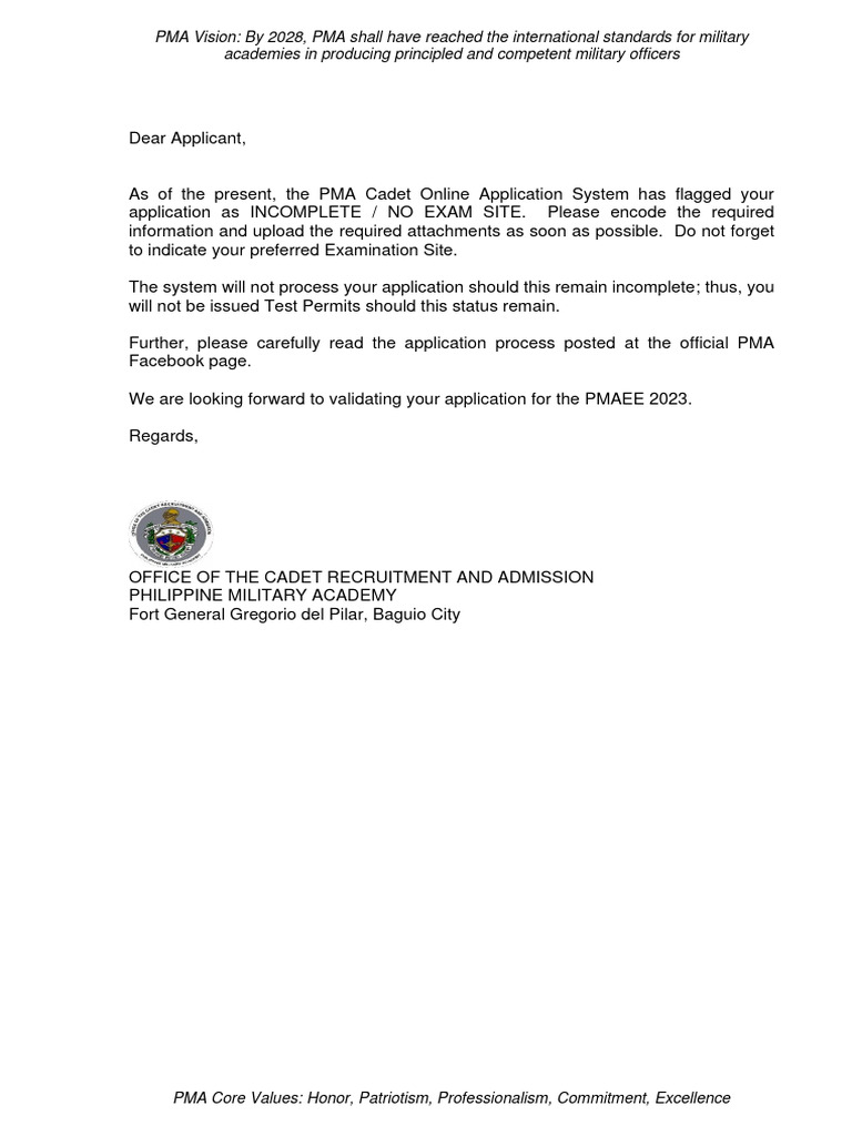 Letter To PMAEE Pending Applicants | PDF