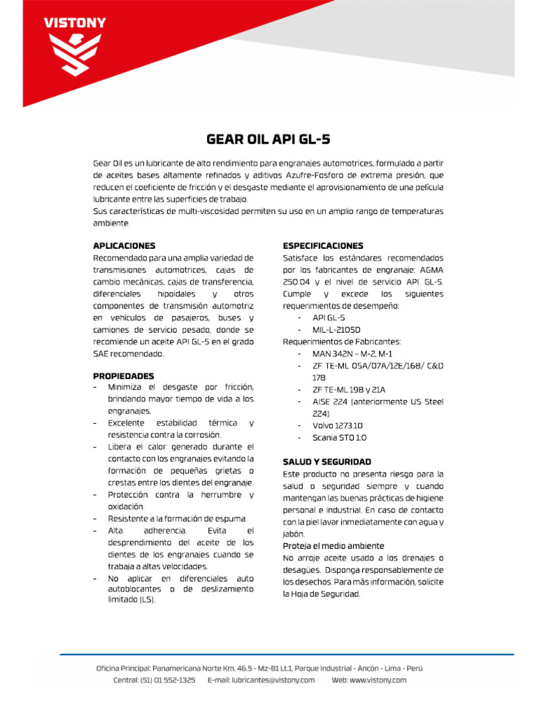 Gear Oil Api GL 5 1 | PDF