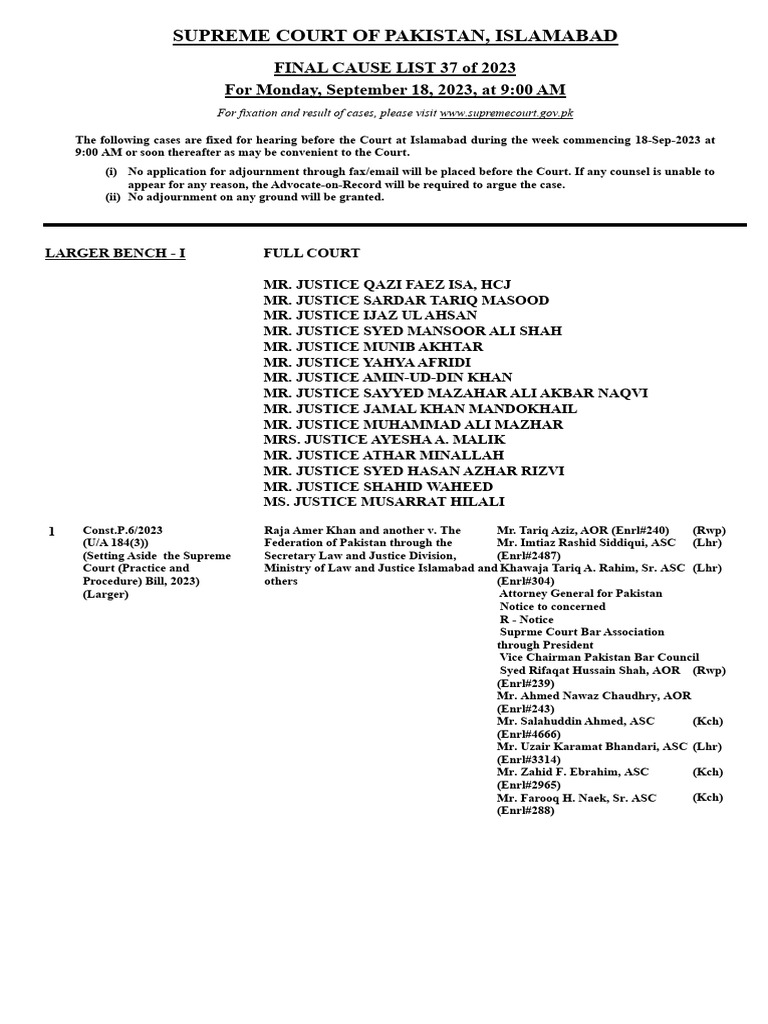FCL 37 18sep2023 | PDF | Pakistan | Government Of Pakistan