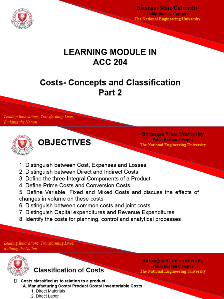 Lecture 2 Costs Concepts and Classifications 2 | PDF | Expense | Cost