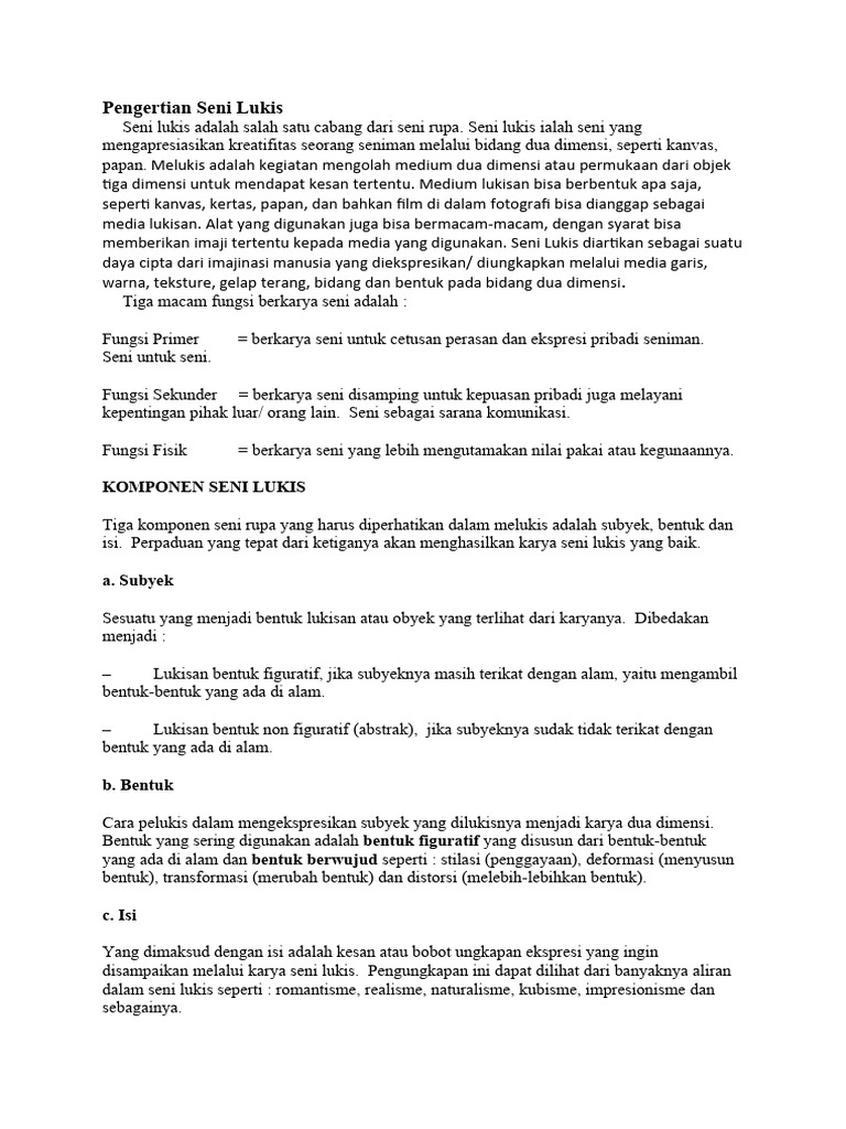 Pengertian Seni Lukis | PDF | Seni | Klasik