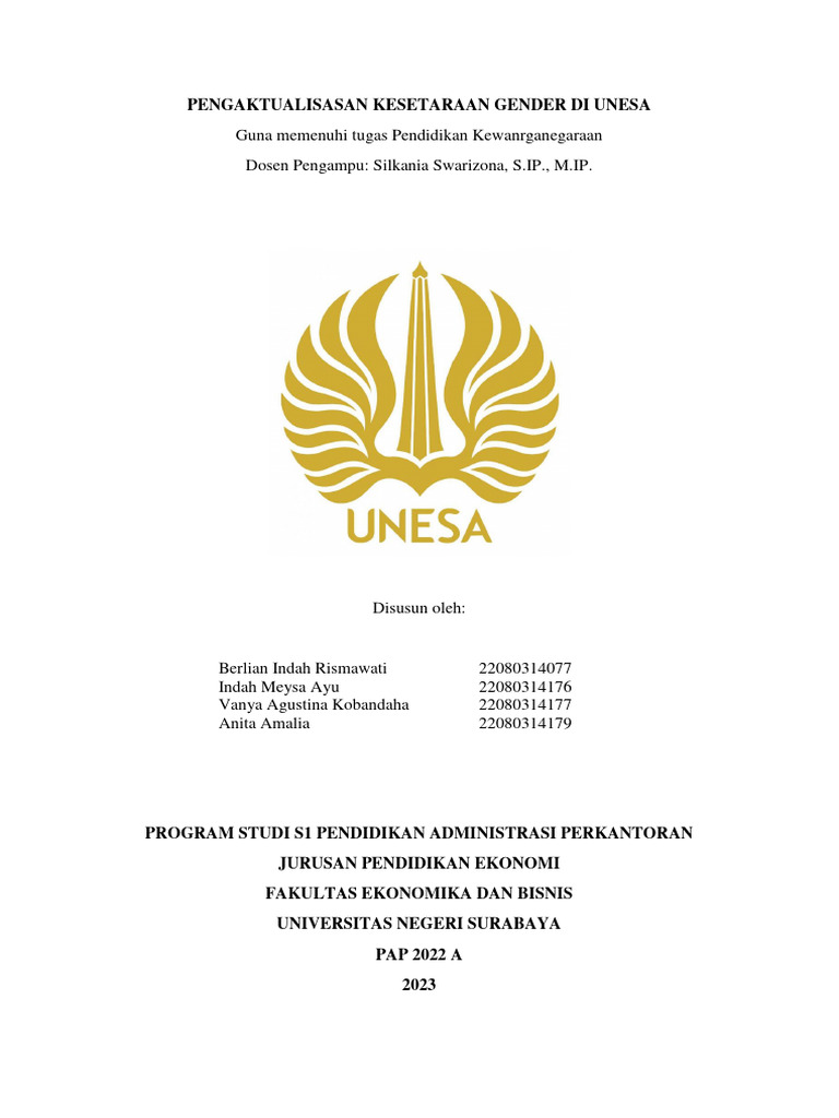 Pengaktualisasan Kesetaraan Gender Di Unesa | PDF