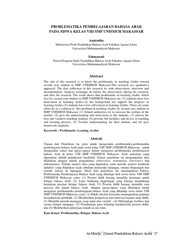 Problematika Pembelajaran Bahasa Arab | PDF