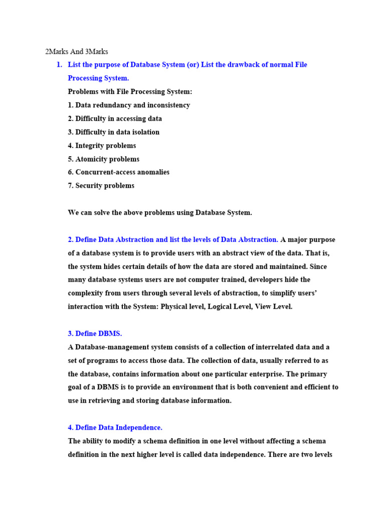 2marks and 3marks-12.06.2020 | Download Free PDF | Databases | Conceptual Model