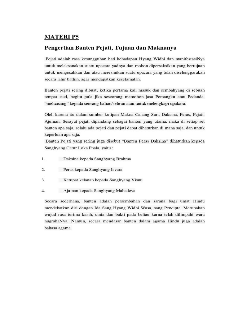 Materi Banten Pejati - Print | PDF Materi Banten Pejati - Print | PDF