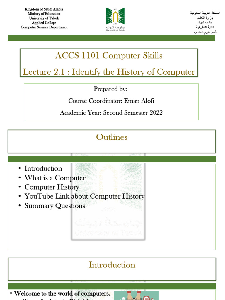 نسخة من Lecture 2.1 - Identify the History of Computer | PDF | Desktop Computer | Laptop