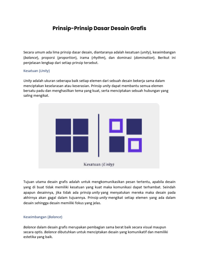 Prinsip Dasar Desain Grafis: Unity dan Balance | PDF | Seni