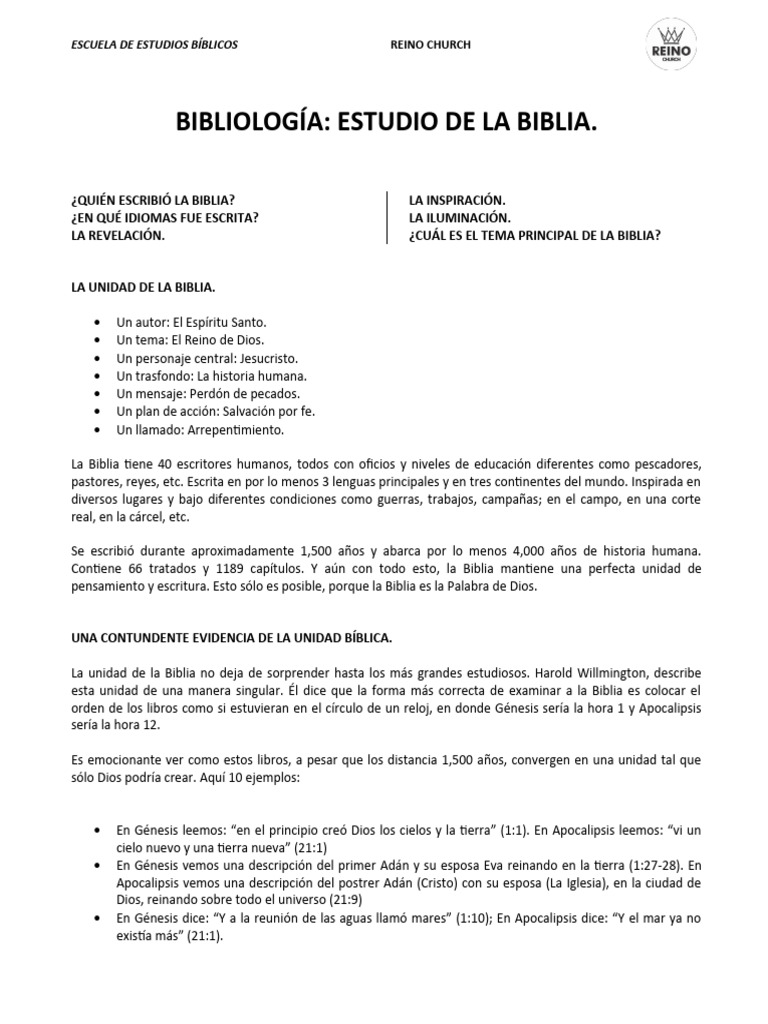 Bibliología Estudio De La Biblia Pdf Biblia Libro Del Génesis