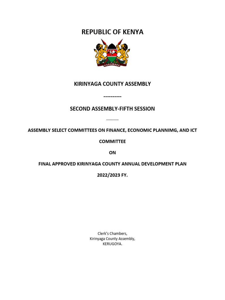 Kirinyaga County ADP 2022/23 Overview | PDF | Agriculture | Rain