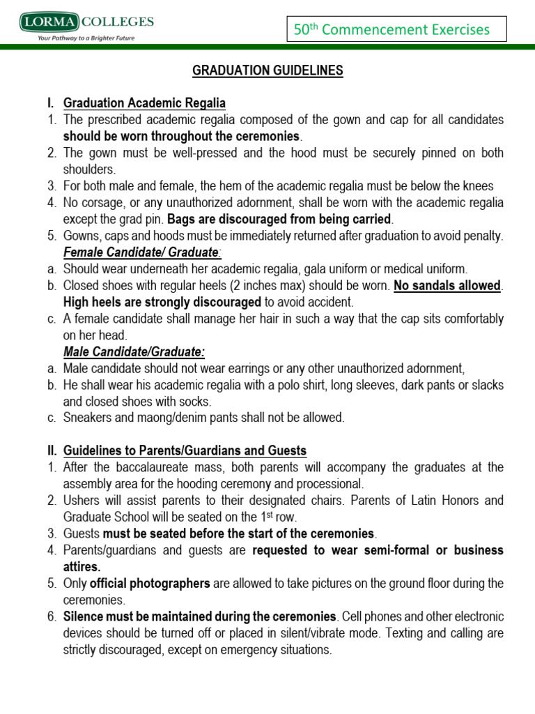 Graduation Guidelines | PDF
