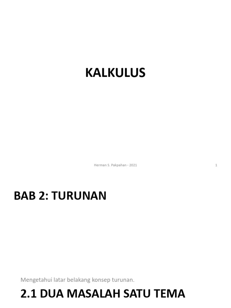 Kalkulus Pertemuan 5.1 Turunan | PDF