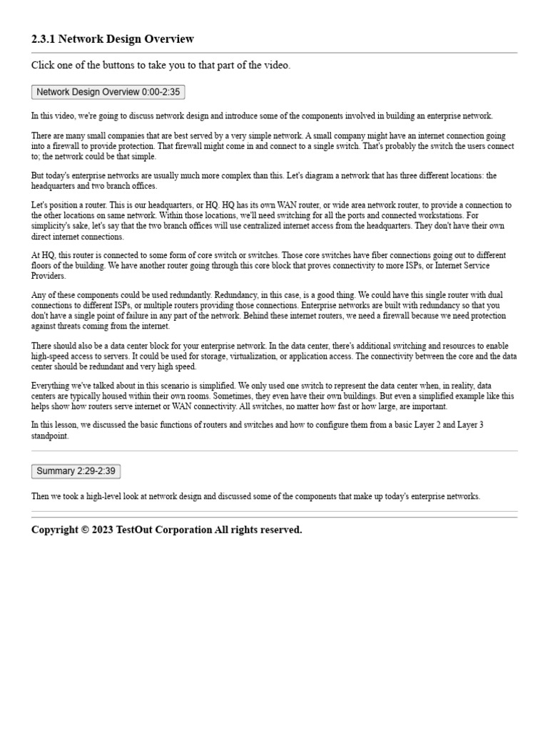 2.3.1 Network Design Overview | PDF | Computer Network | Network Switch