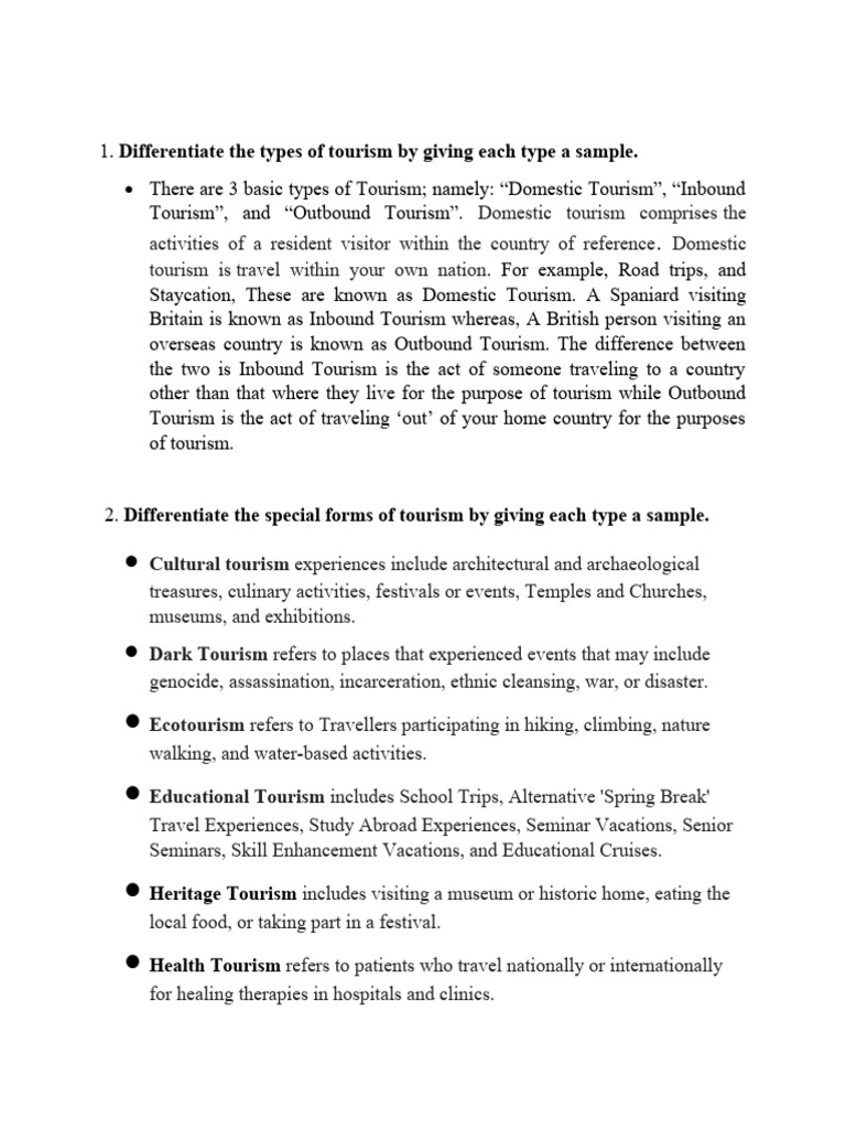 Understanding Tourism Types | PDF | Tourism | Service Industries